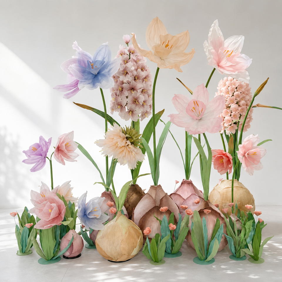 Giant Amaryllis Hyacinth Paper Flowers Floor Installation for Wedding ...