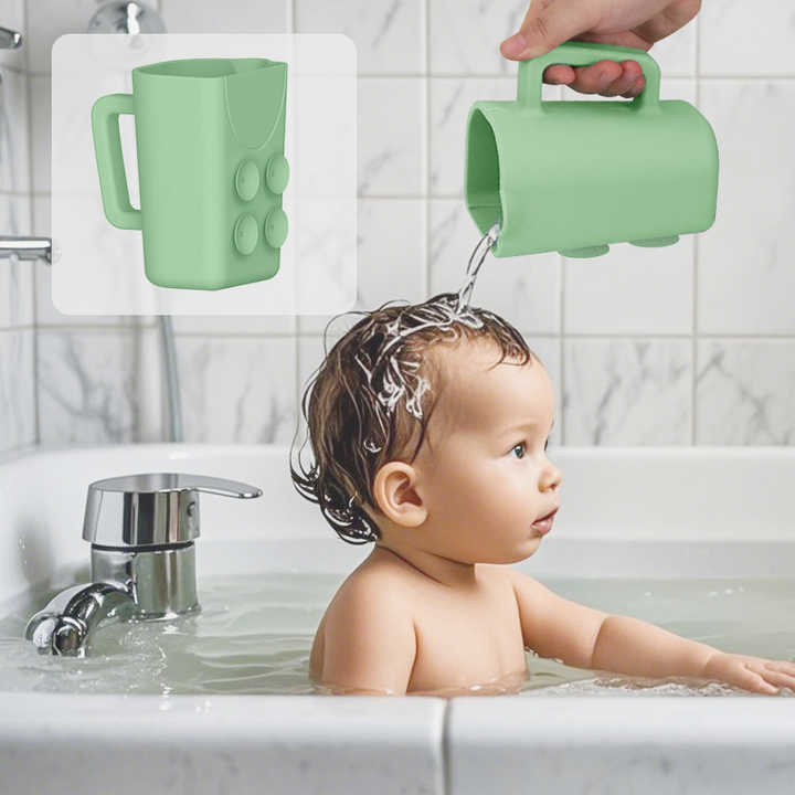 Silicone Baby Shower Bathing Rinse Cup Shampoo Soap Body Waterfall ...