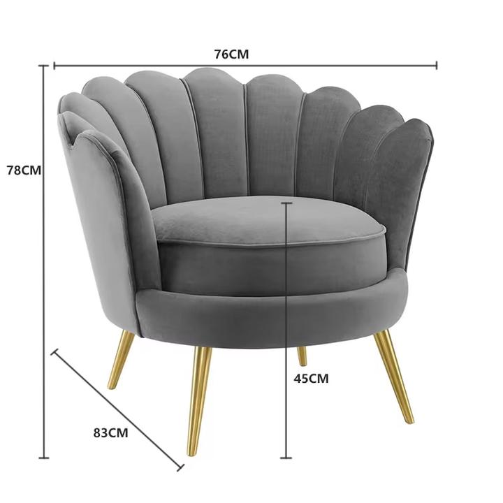 Luxury Modern Sofa Chair for Living Room - Velvet & Gold Legs