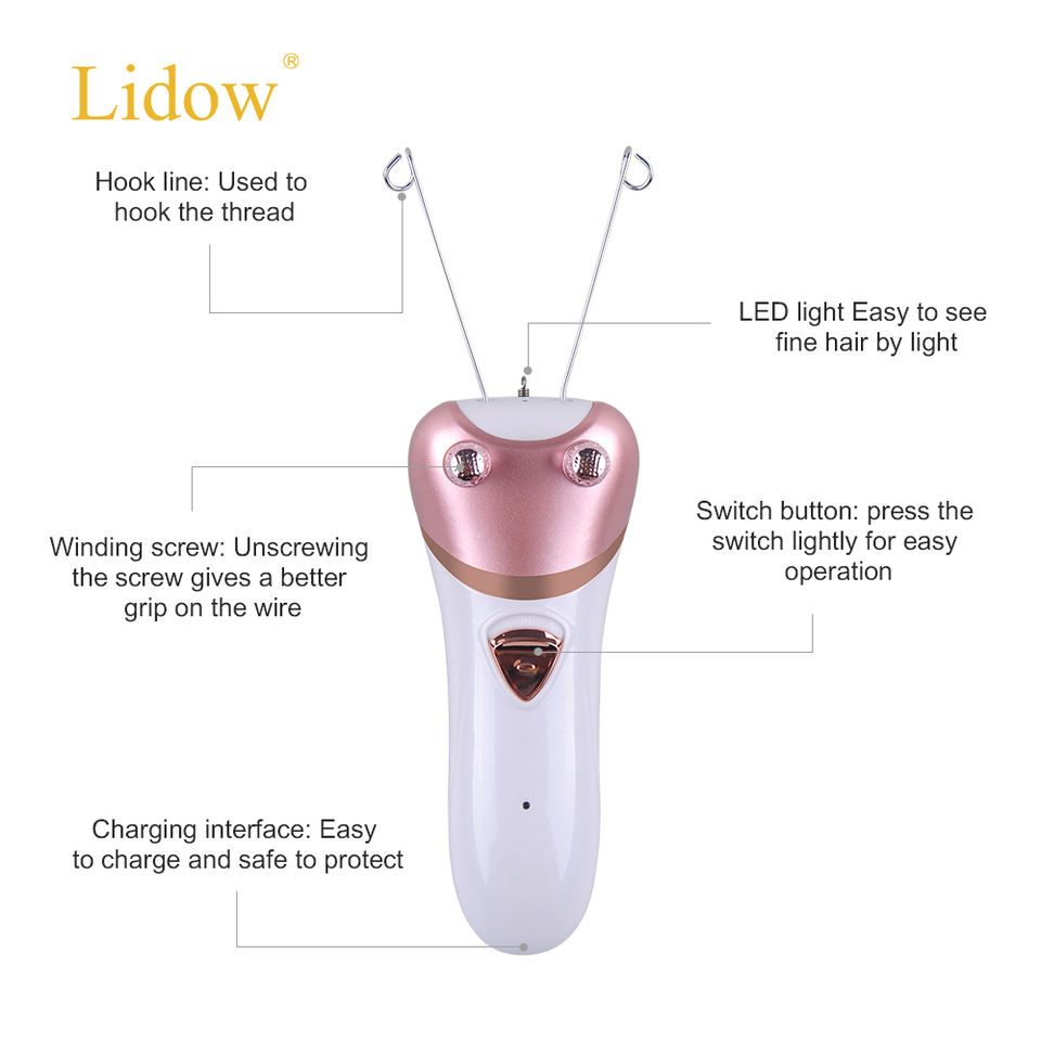 LIDOW Electric Butterfly Face Cotton Thread Defeather Epilator Thread ...
