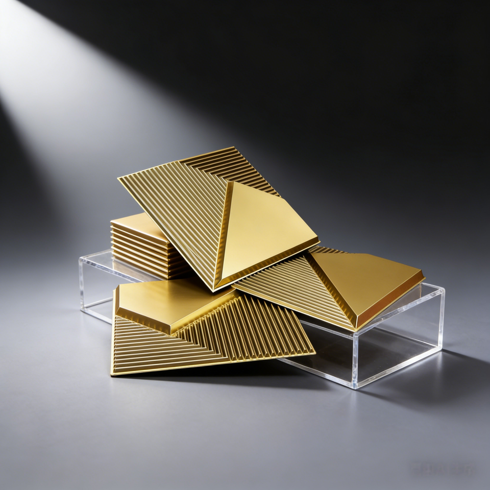 Luxury Gold Mirror-Polished PVC 3D Geometric Wall Panels Moisture-Proof ...