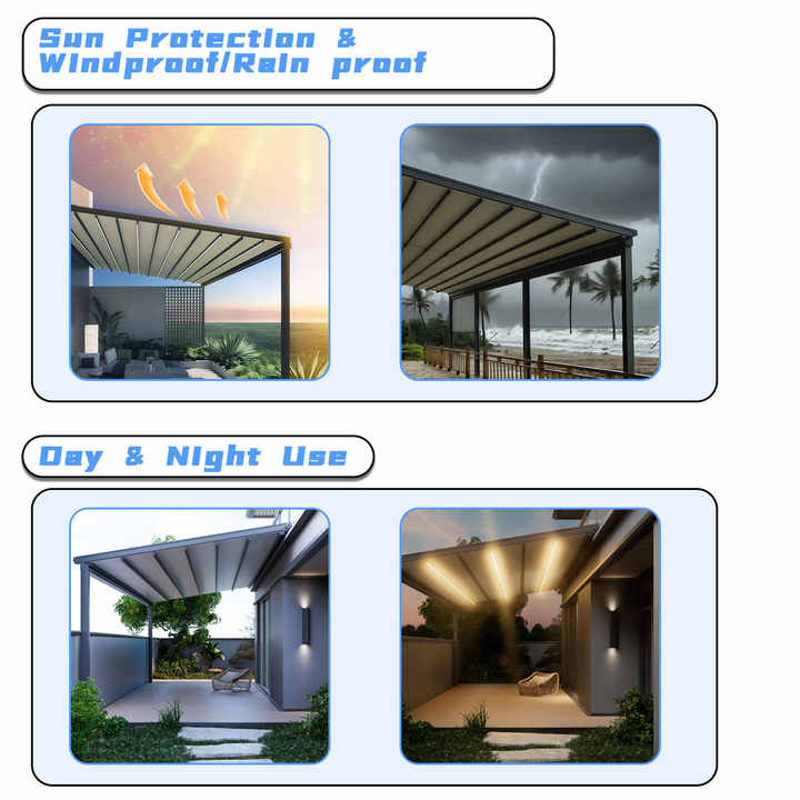 Modern Fabric Sunshade Electric Folding Canopy Pergola Retractable ...
