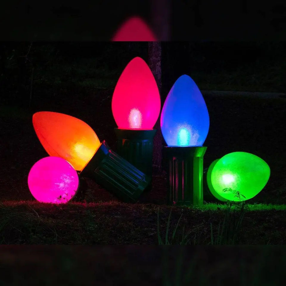 Commercial Fiberglass 6ft Giant RGB LED C7 Outdoor Christmas Bulb ...