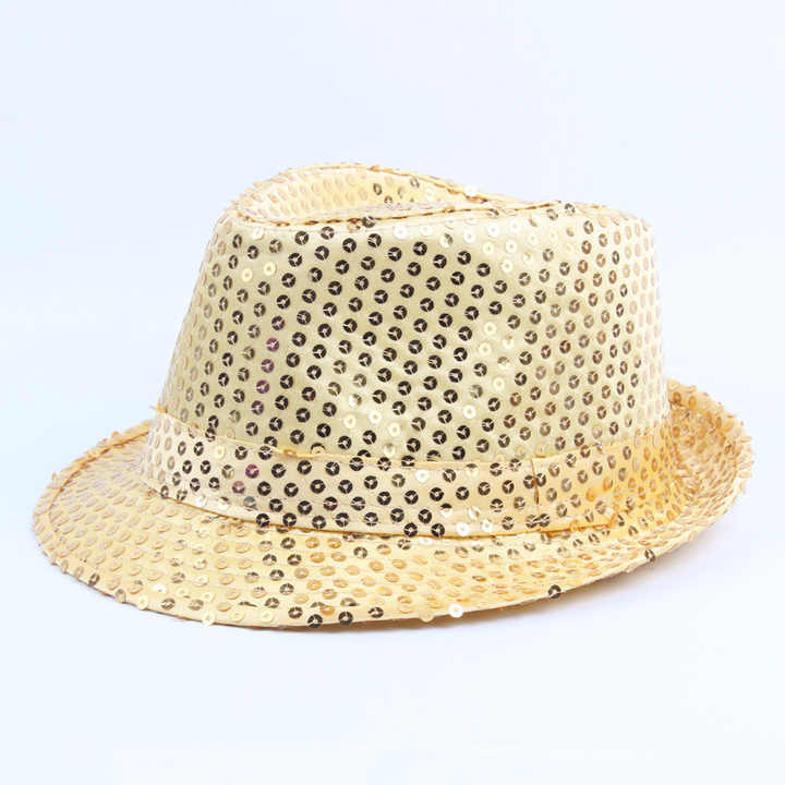 Wholesale Custom Sequin Jazz Dance Cap Rolled Edge Hip-Hop Fedora Hat ...