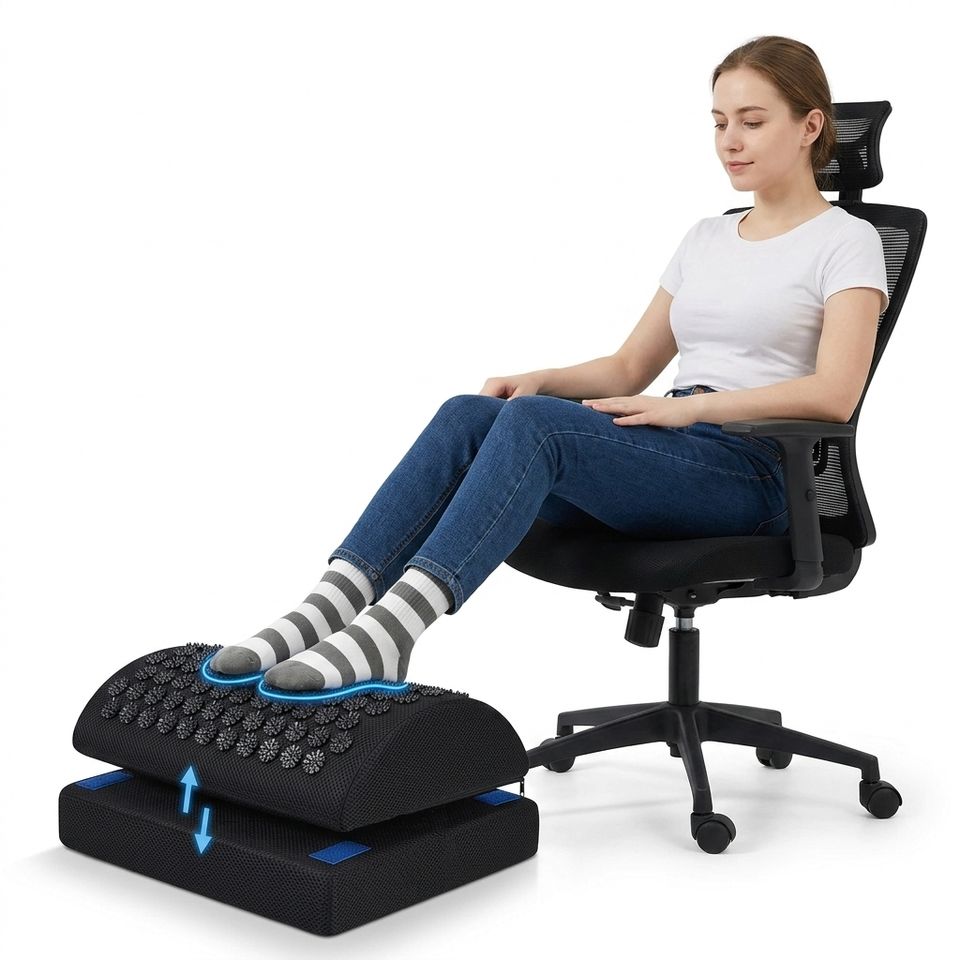 Ergonomic Office Foot Support Half Moon Footrest Memory Foam Leg ...