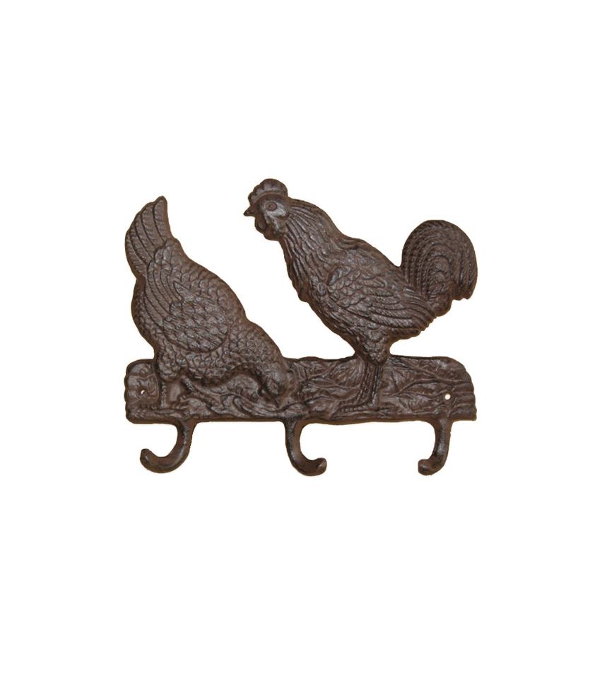 Antique Cast Iron Chicken and Cockerel Hooks - Durable & Stylish