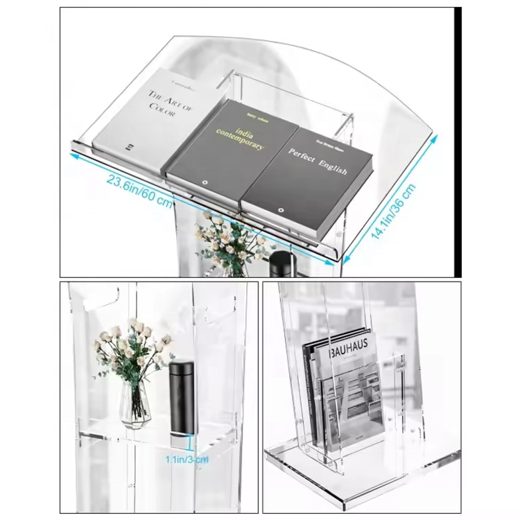 Clear Acrylic Lucite Podium Pulpit Lectern - Adjustable Height