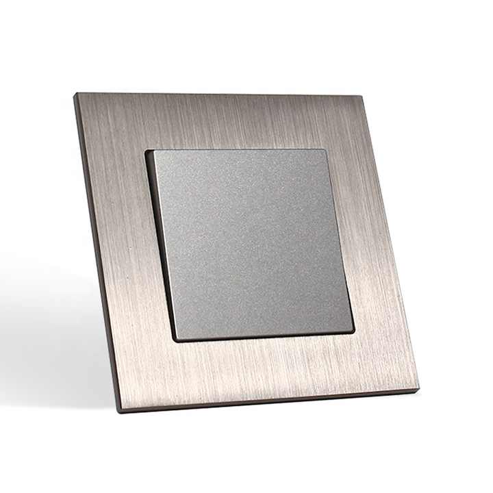 Modern Luxury Design Brushed Aluminum Light Switch Panel 1 Gang Gold ...
