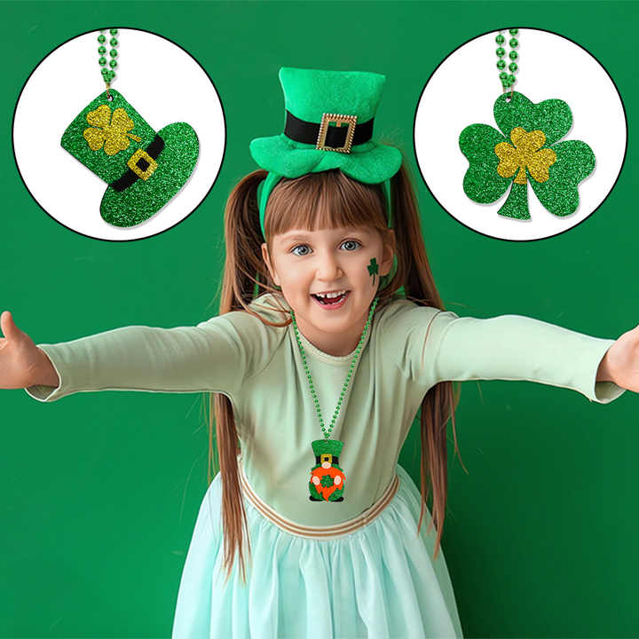Happy St. Patrick's Day Green Lucky Shamrock Gnome Pendant Necklace ...