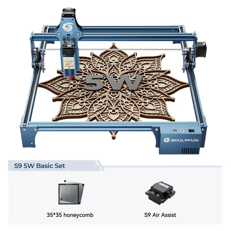 SCULPFUN S9 5W Laser Engraving Machine Small CNC DIY Logo Diode Wood ...