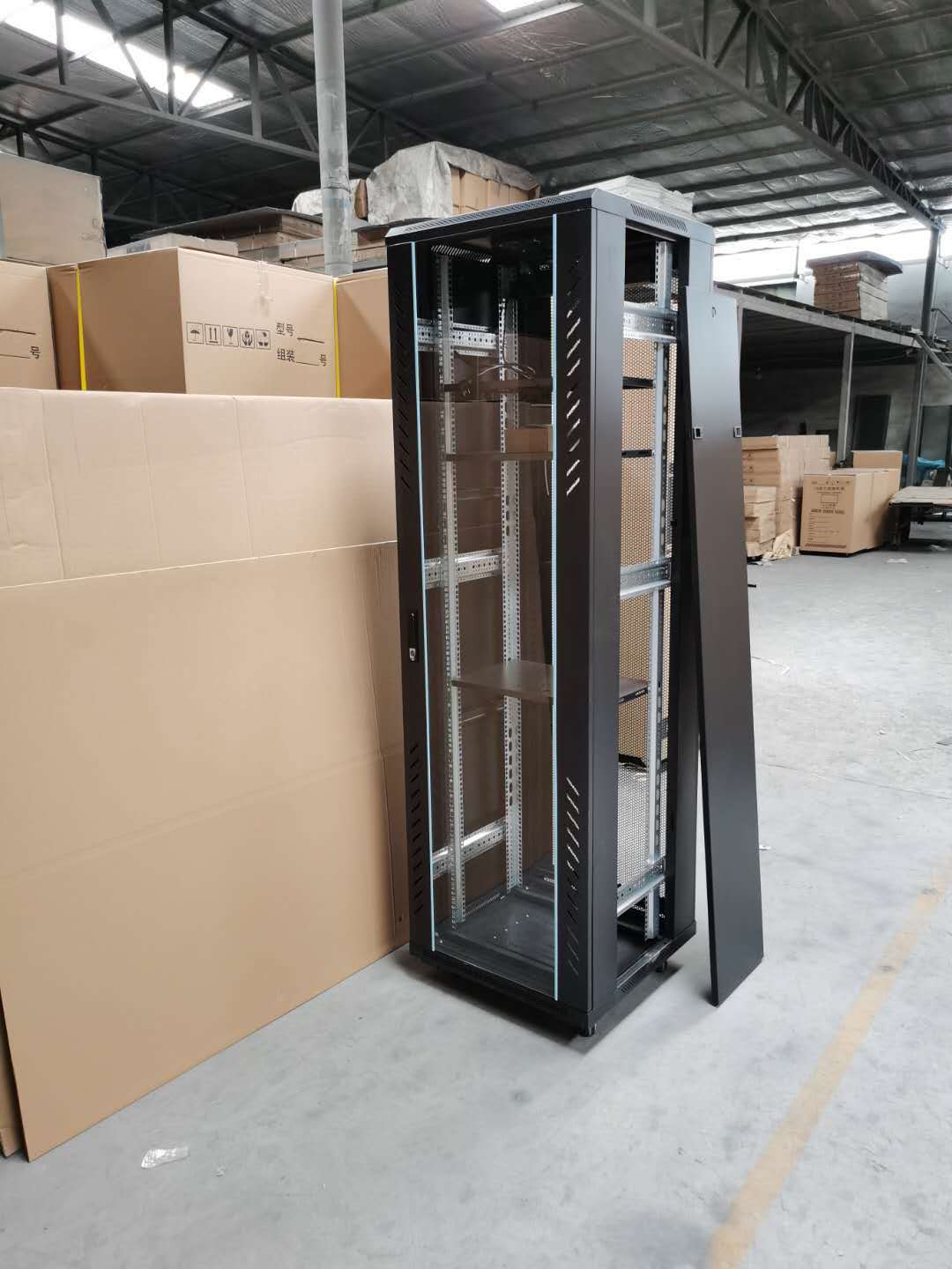 42u Wall Mount Cabinet Chassis Server Network Rack With Locking Glass Door Dark Black With ...