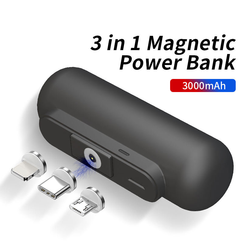 5000mAh Mini 3 in 1 Replaceable Plug Magnetic Power Banks with Type C ...