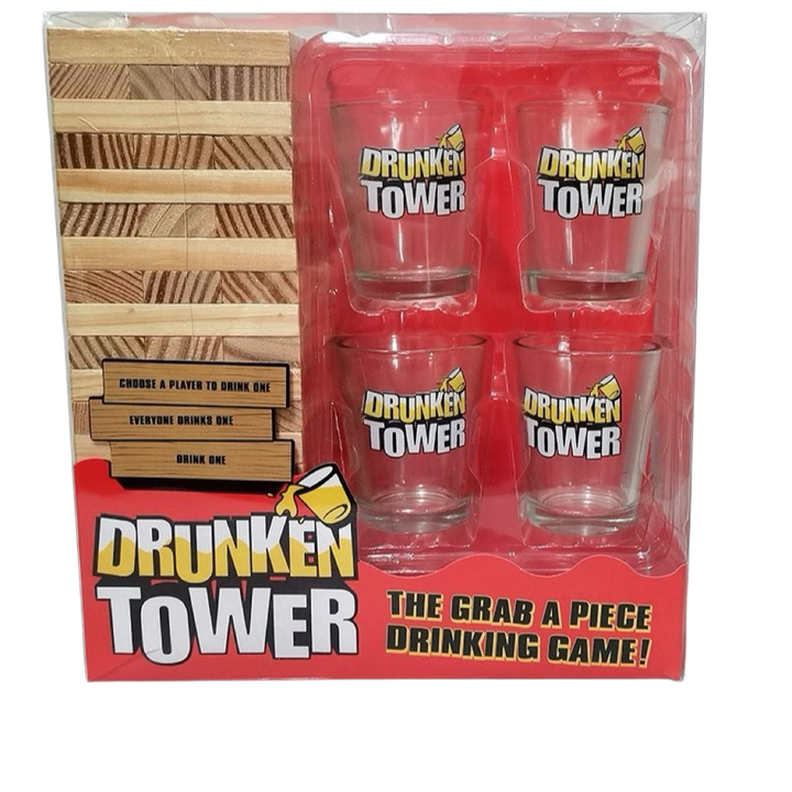 FSC Factory Set of 60 Stacking Wooden Blocks and 4 Shot Glasses for Bar ...