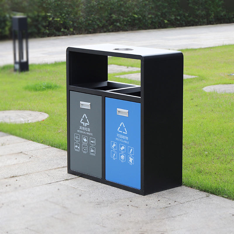 Multi-Compartment Galvanized Steel Recycling Bins Commercial Outdoor ...