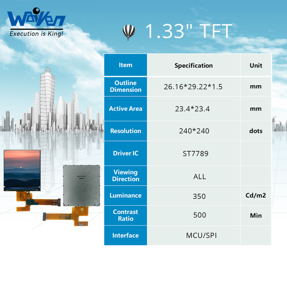 1.33 Inch TFT LCD Display Module 240x240 Resolution Full Viewing Angle ...