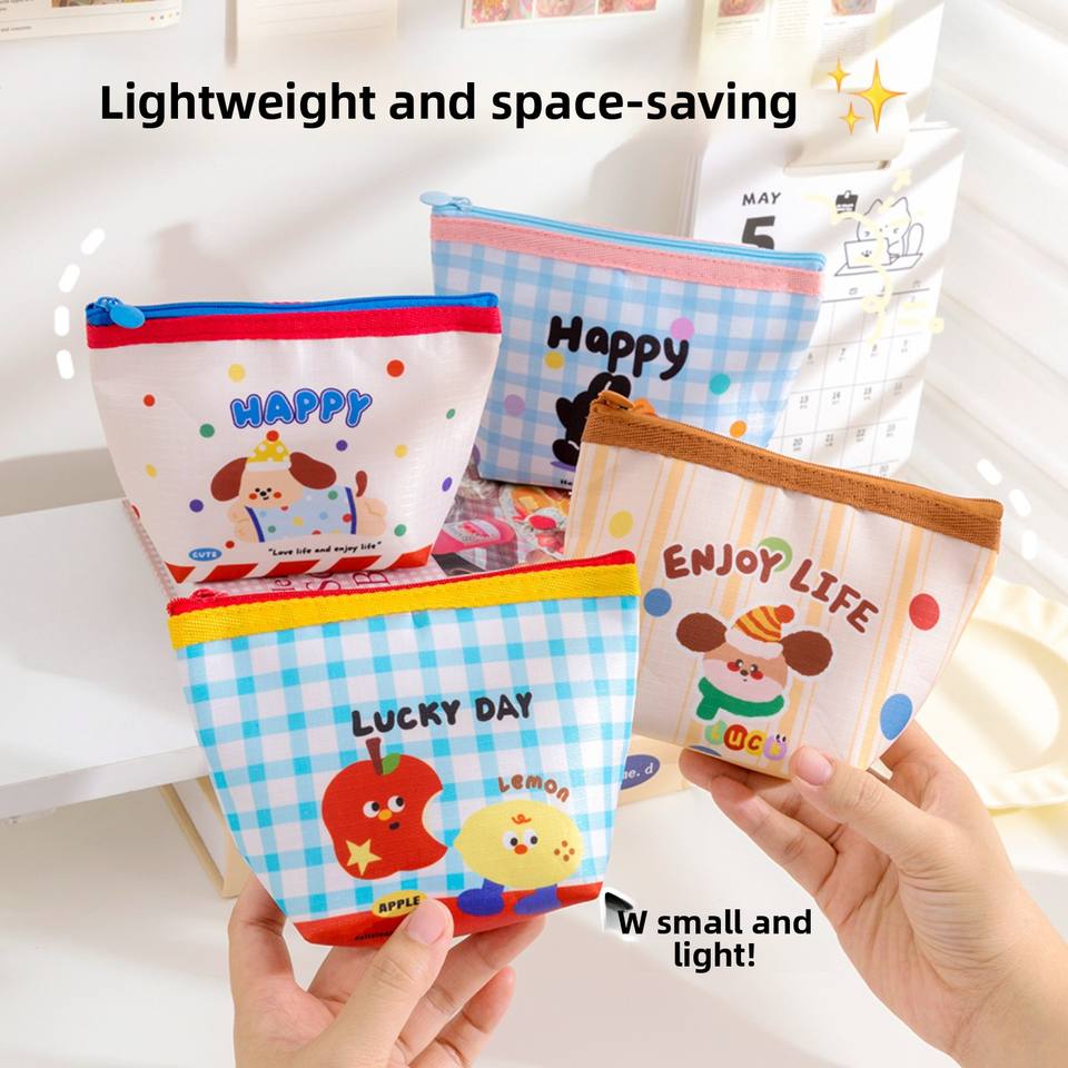Cute Cartoon Towel Hand-Held Makeup Bag & Transit Card Coin Purse with ...