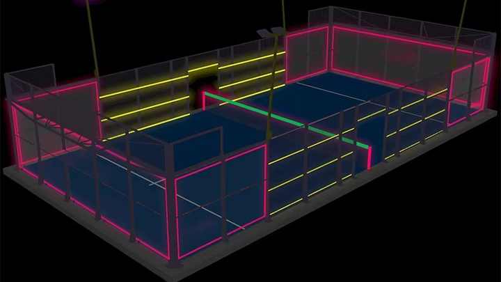 Glow-in-the-dark Padel Games All Glass Padel Court Glow Padel Club ...