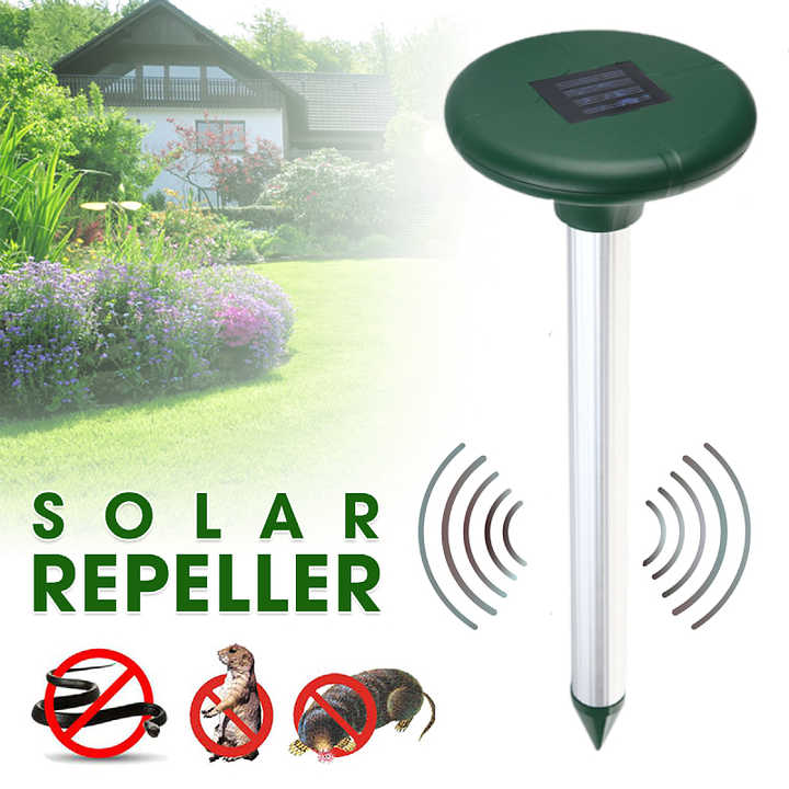 Mole Repellent Solar Powered Sonic Mole Deterrent Spikes Snake Gopher ...
