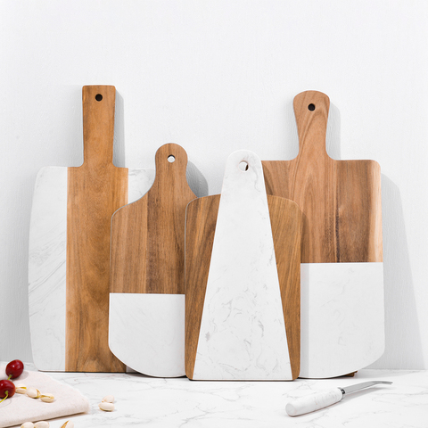 Acacia Wood Ceramics Cutting Charcuterie Cheese Board Set Wooden for ...