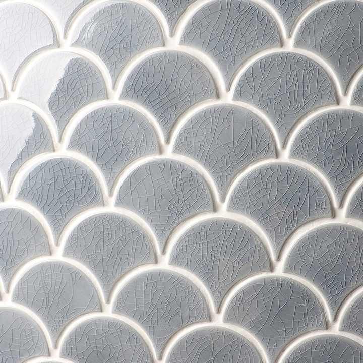 Interior design kitchen decor gray simple crackle mosaic fish scale ...