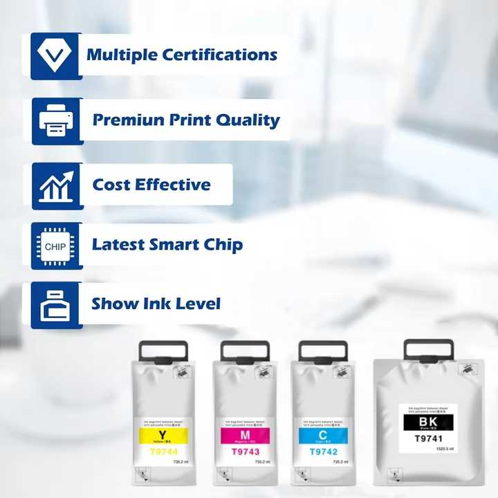 For Epson WFC869r WF-C869 Pro WF-C869Ra Pigment for Ink Bag T9741-T9744 ...