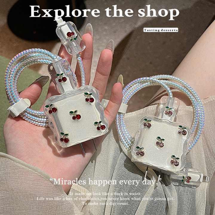 2025 Newest Drip Gum Cherry Cable Cover for iPhone 20W Three Pins USB ...