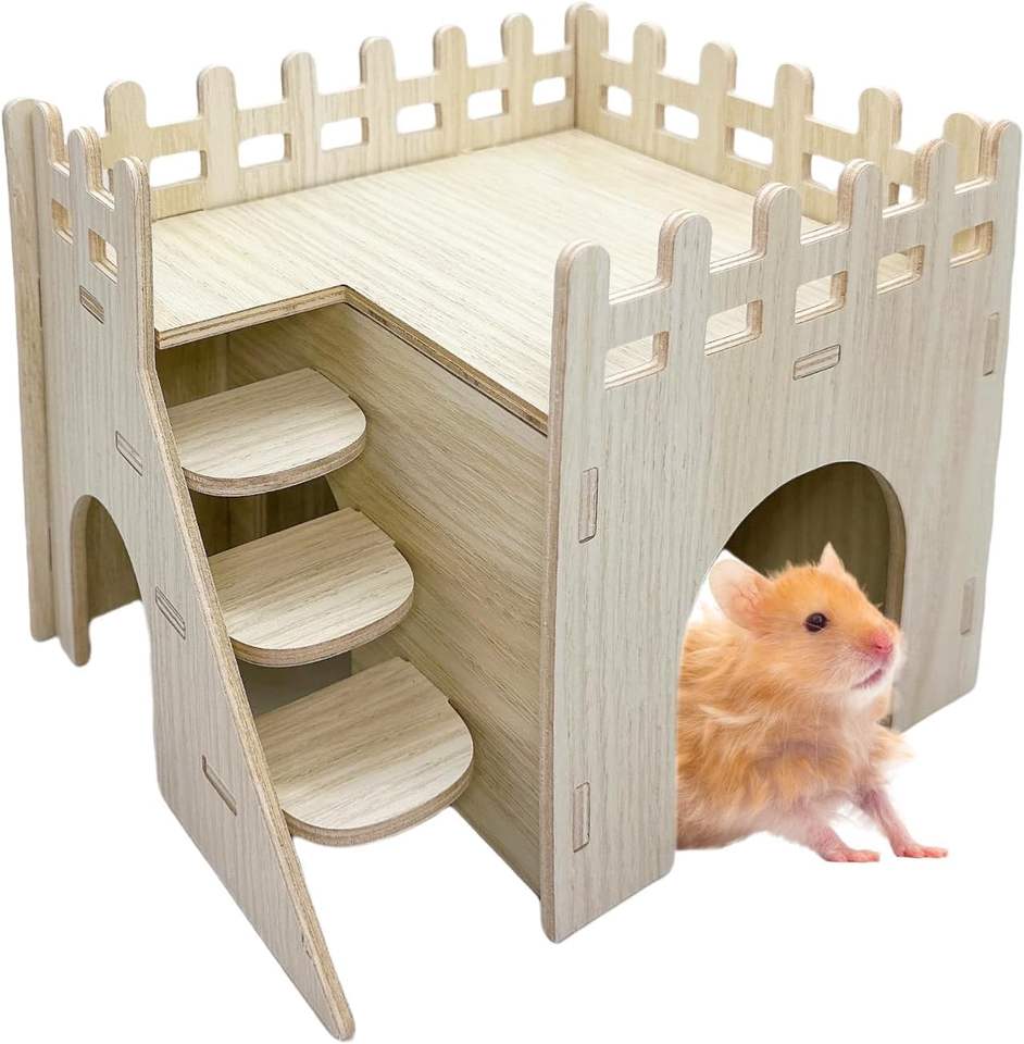 Wooden Hamster Castle Hamster Castle Hideout Small Animal Castle Hut ...