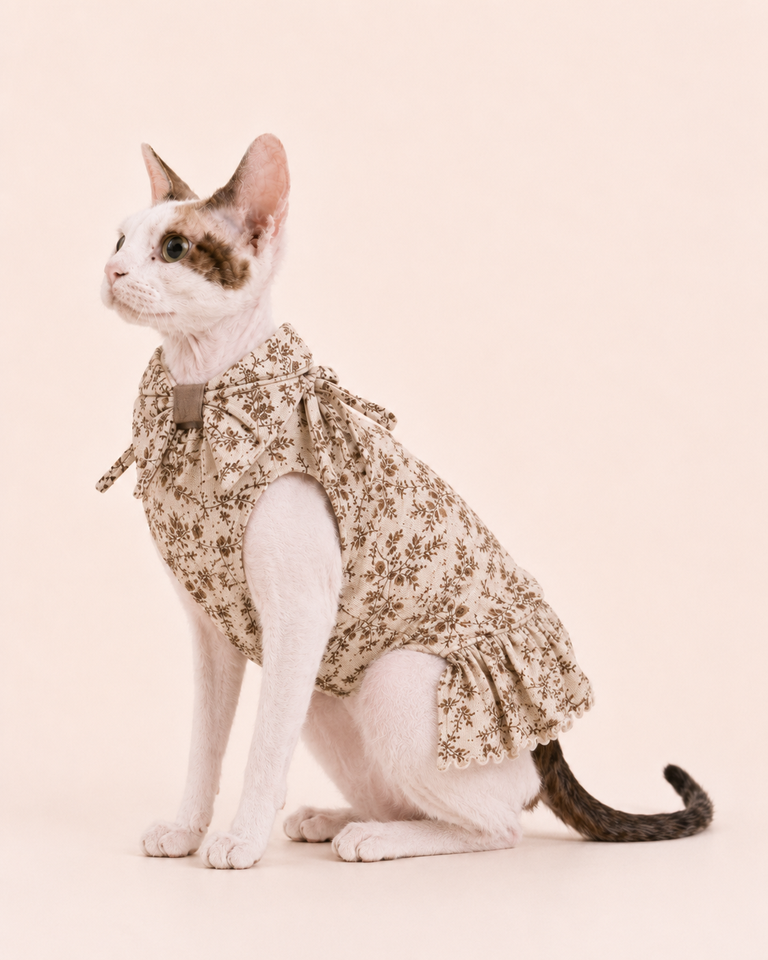 Hamolly Floral Cat Cape Dress with Bow Detail and Hidden Leash Ring ...