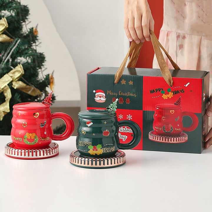 Christmas Gift Set Christmas Ceramic Coffee Mugs with USB Mug Warmer in ...