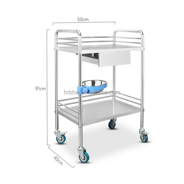 Double Layer Stainless Steel Medical Trolley for Instruments with ...