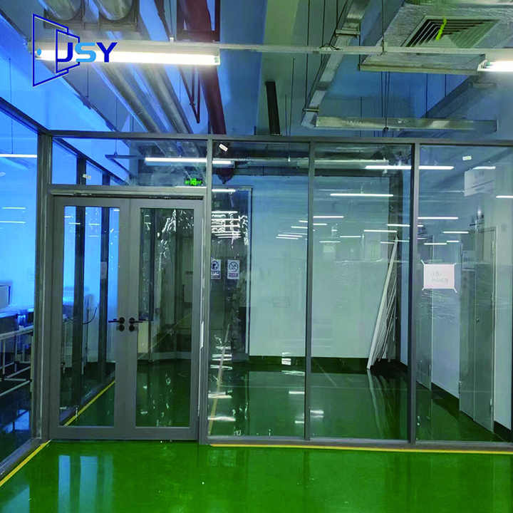 Modular Frameless Double Glass Partition Wall Indoor Soundproof ...