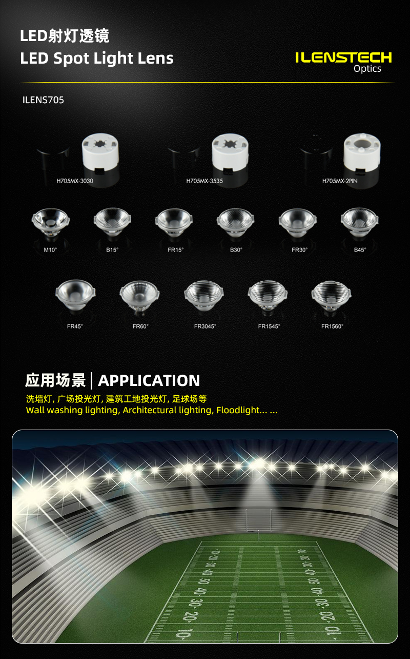 Ilenstech 12.8mm Led Optical Lens 30 Degree Flashlight Led Lens for ...