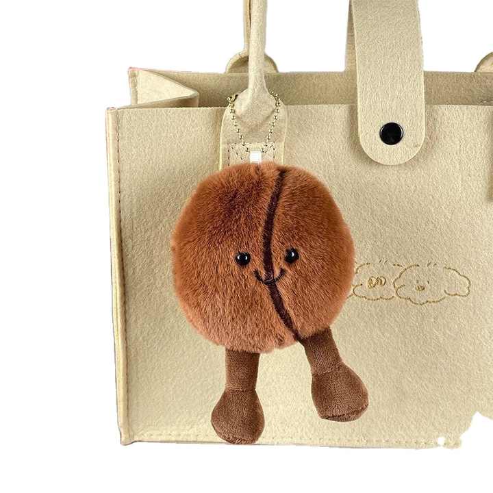 Kawaii Coffee Bean Plush Keychain Plush Keychain Custom Coffee clear ...
