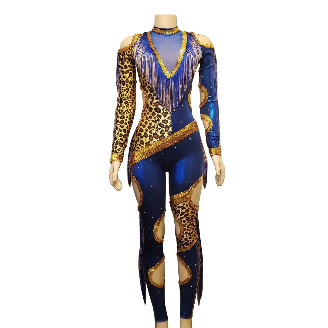Custom Fringe Orange Yellow Leopard Print Majorette Unitard Dance ...
