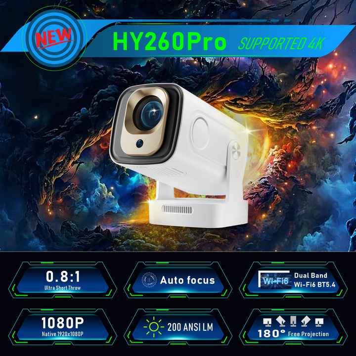 Hy260pro Portable Projector 200 ANSI Lumens Movie Projector Full 1080P ...