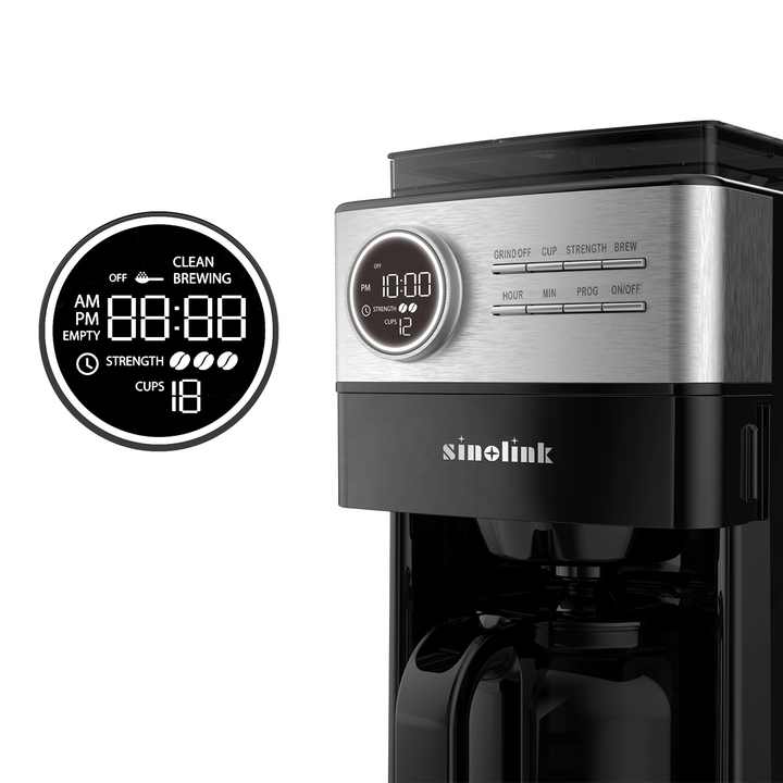 Smart Drip Coffee Maker with Grinder - Programmable & Efficient