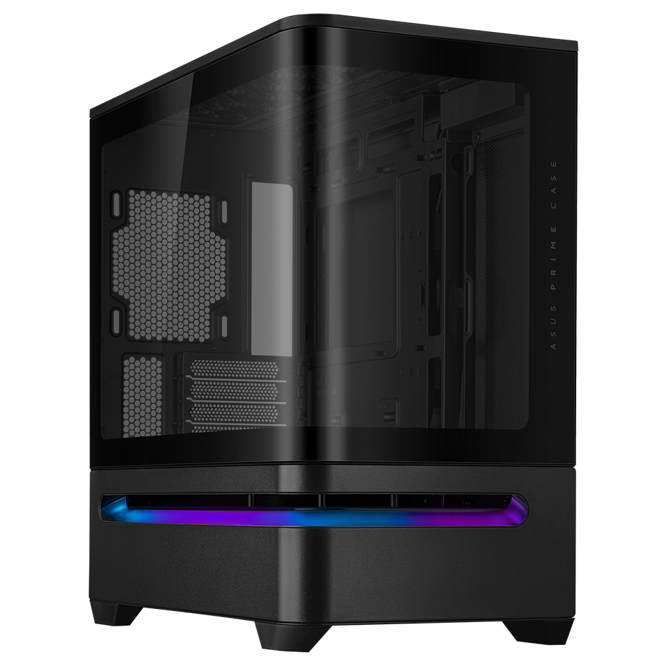 Prime AP202 Mid-Tower Gaming PC Case with Curved Glass View Supports M ...
