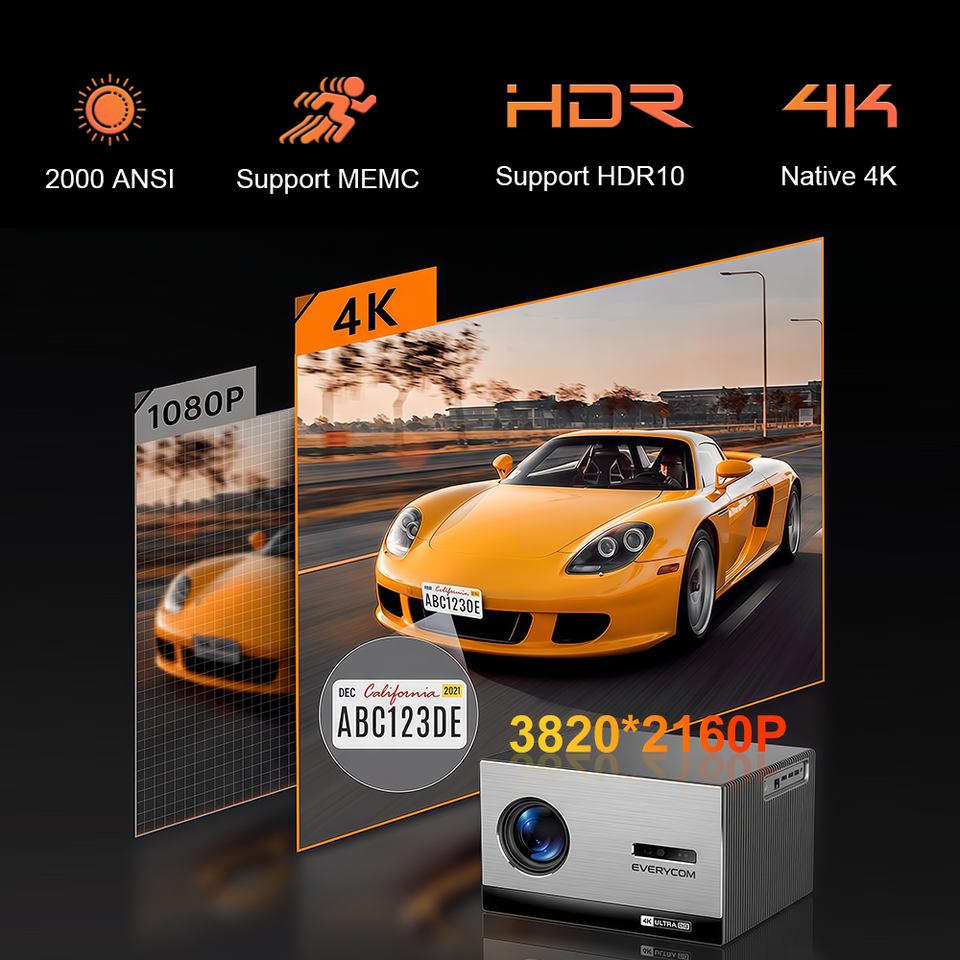 Native True 4K Projector 3840x2160 Everycom Cinelux 2000ANSI Ultra ...