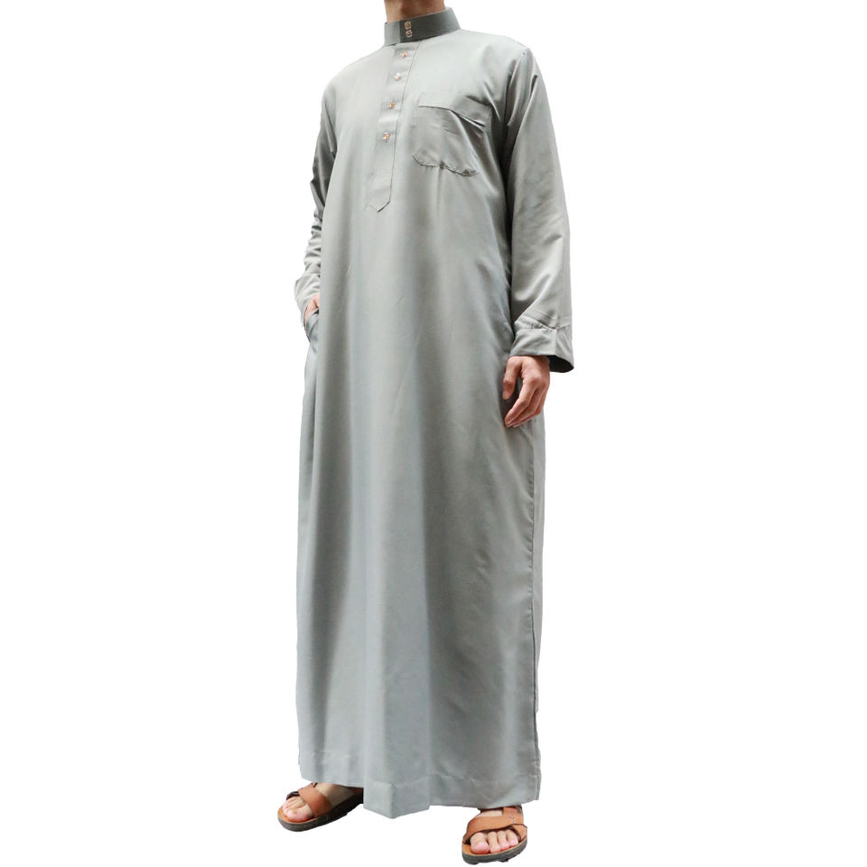 2025 Men's Plain Islamic Jubba Long Sleeve Saudi Arabian Thobe Muslim ...