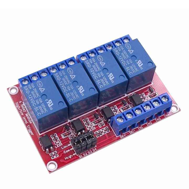 Red board 4-way 5V/12V/24V relay module With optocoupler isolation High ...