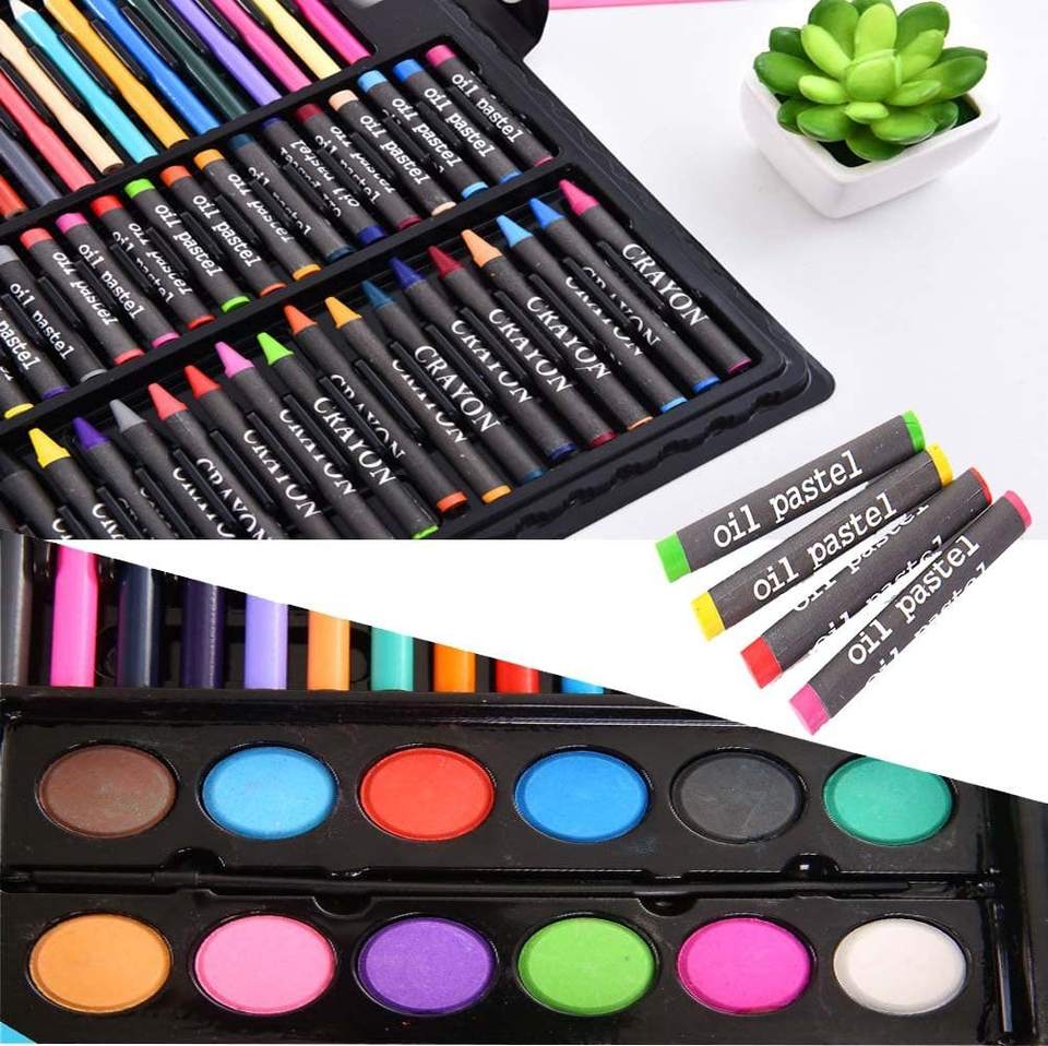 150 Pieces Drawing Set, Drawing Art Box with Oil Pastels Crayons ...