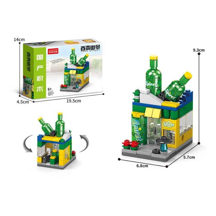 8 Types Nano Blocks Store City Street View Building Corner Shop Model ...