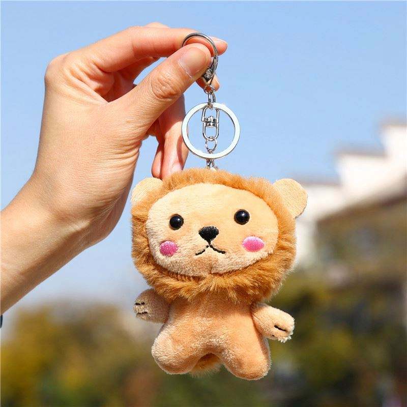 11cm Yellow Lion Stuffed Animal Toys - Cute Plush Keychains