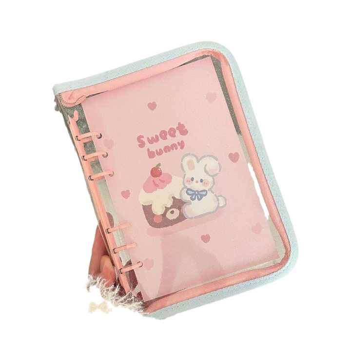 Cartoon Color Blocking PVC Binder Notebook - 6-Holes Loose-leaf