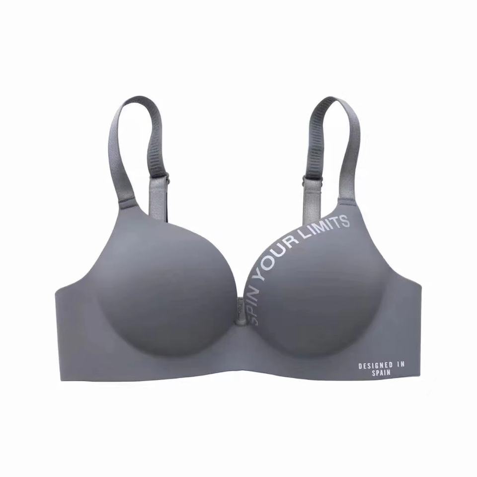 Letter Soft One Piece Seamless Wireless Laser Cut Bra Breathable Push ...