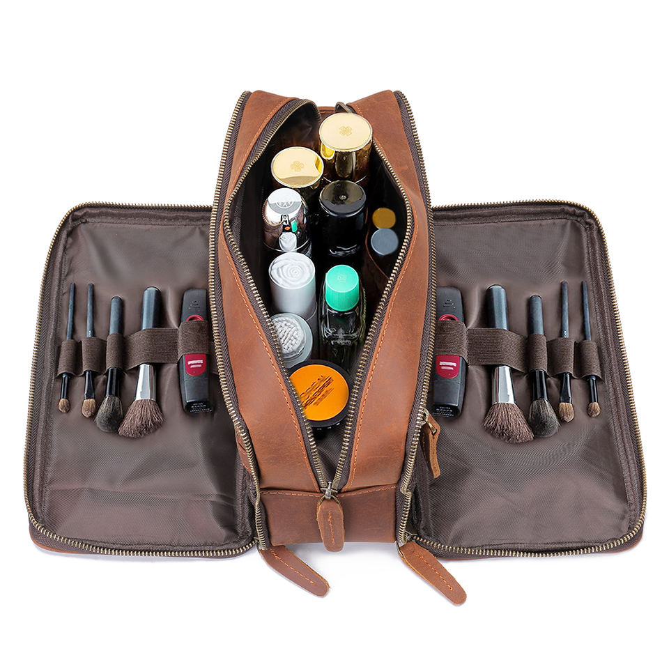 Custom Logo Women Leather Makeup Bag Travel Organizer Toiletry Bags Men ...