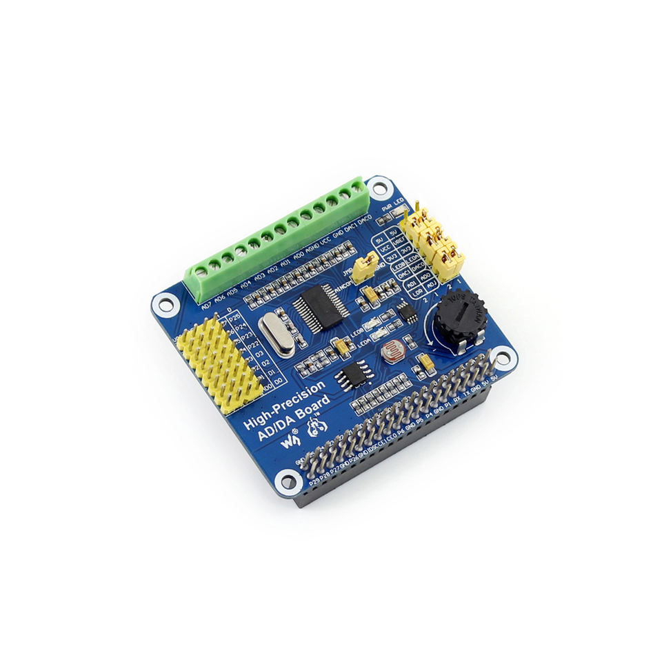 Waveshare High-Precision AD/DA Expansion Board Onboard ADS1256, DAC8552 ...