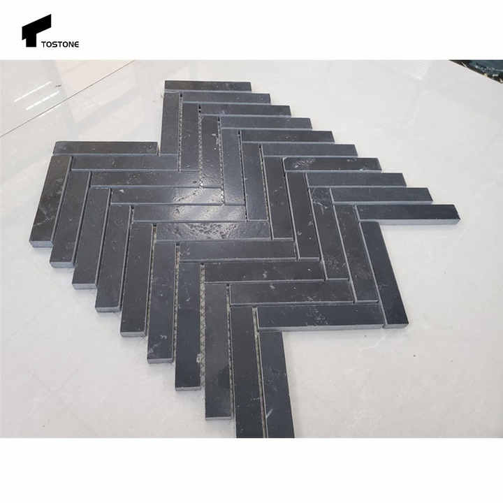 Tostone Modern Design Chinese Black Limestone Fishbone Trumble Paver ...