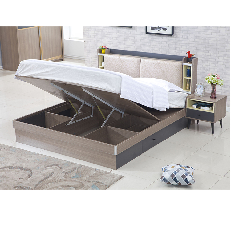Wholesale Wooden Double Bed Designs with Box - Stylish Storage