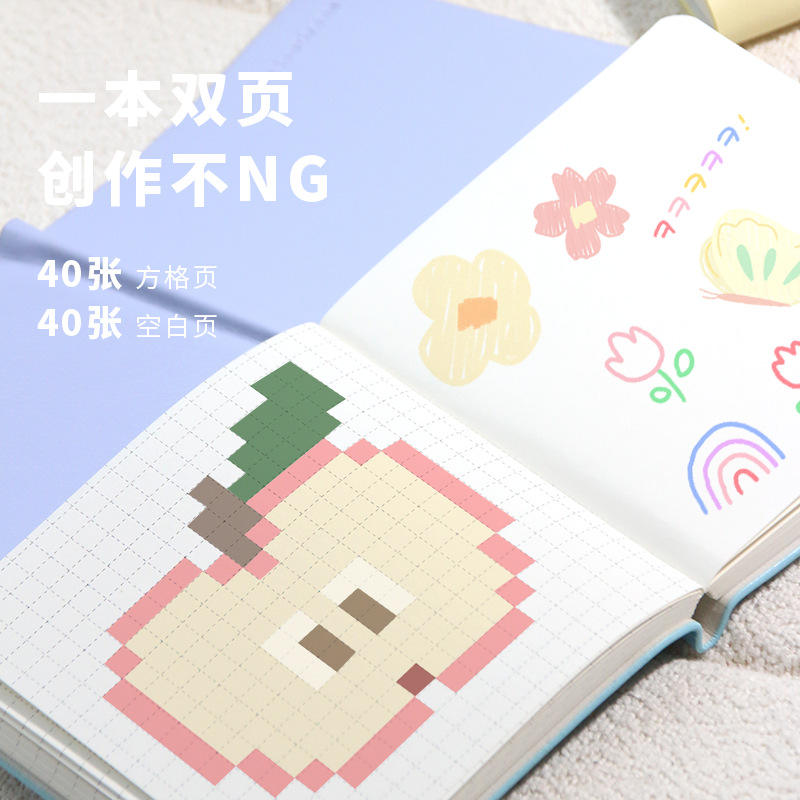 Square Soft Leather Printed Diary with Sewing Binding Small Portable ...